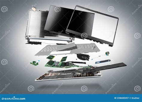 Flying Parts Of A Modern Computer Hardware Components Mainboard Cpu