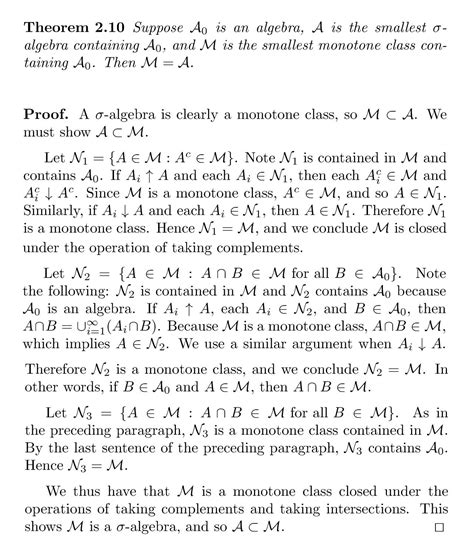 Measure Theory On The Monotone Class Theorem Mathematics Stack Exchange