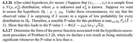 Solved 6 3 26 One Sided Hypotheses For Means Suppose That