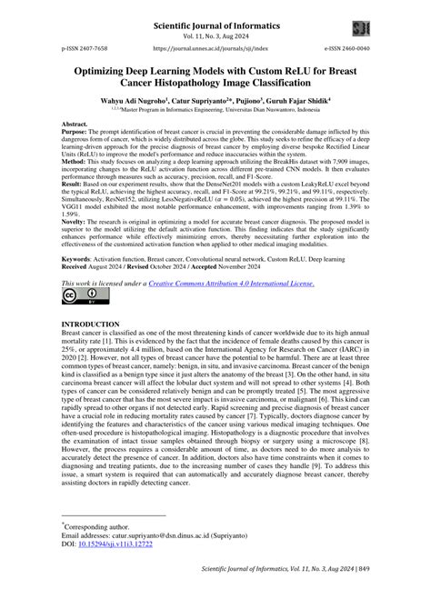 pdf optimizing deep learning models with custom relu for breast cancer histopathology image