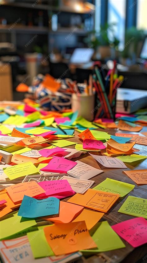 Creative Brainstorming Session With Colorful Sticky Notes And Ideas Premium Ai Generated Image