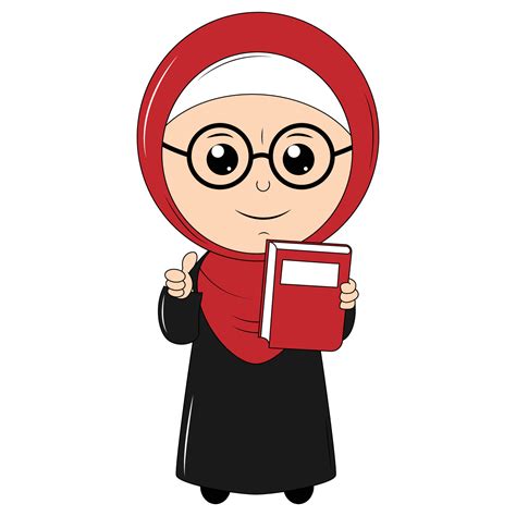 Cute Girl Cartoon With Hijab 17344175 Vector Art At Vecteezy