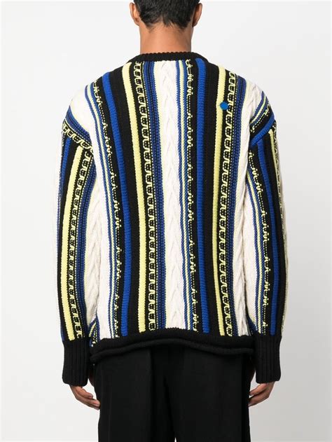 Ader Error Frema Striped Knit Buttoned Jumper In Black Modesens