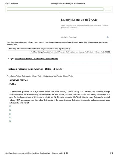Solved Problems Fault Analysis Balanced Faults Pdf Transformer Electric Power