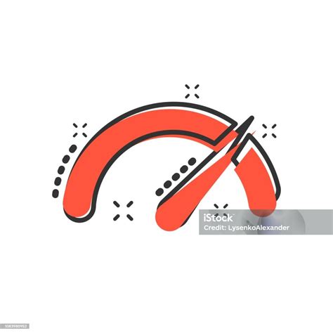 미터 대시보드 아이콘 만화 스타일입니다 신용 점수 지표 수준 벡터 만화 그림 그림 계기 측정 규모 비즈니스 개념 스플래시