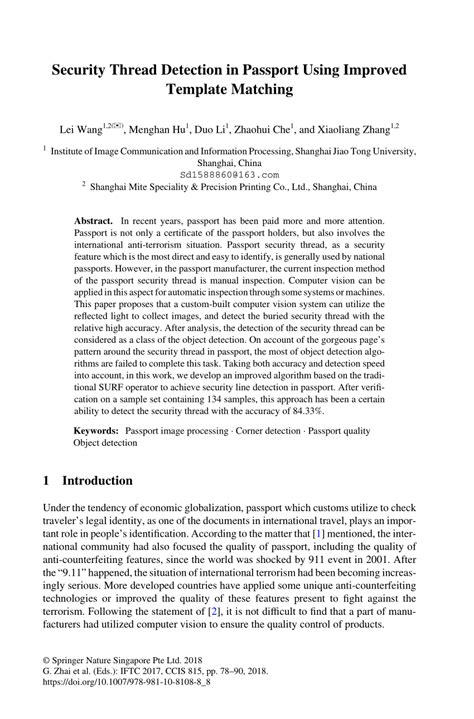 Pdf Security Thread Detection In Passport Using Improved Template
