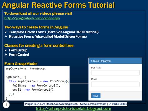 Sql Server Net And C Video Tutorial Angular Reactive Forms Slides