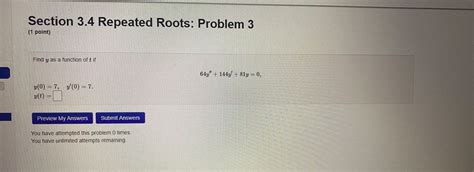 Solved Section 3 4 Repeated Roots Problem 3 1 Point Find