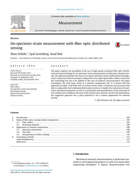 Pdf On Specimen Strain Measurement With Fiber Optic Distributed Sensing