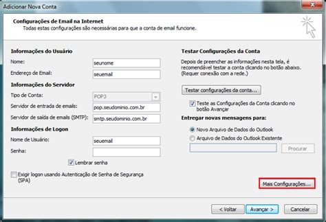Como Configurar Meu E Mail No Outlook 2010 Ajuda Inetweb Base De Conhecimento