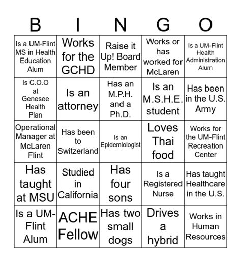 Mingle Bingo Bingo Card