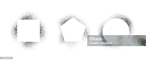 정사각형 원형 및 오각형 프레임은 스프레이 스텐실 효과로 설정됩니다 그런지 점선 테두리 그림자 컬렉션입니다 퇴색된 노이즈 모양 번들 텍스트 상자 배너 포스터 템플릿에 대한