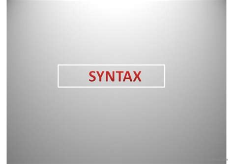 4 Syntax English Esl Powerpoints