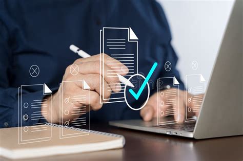 Businessman Touches Of Approve Document Icon For Business Process
