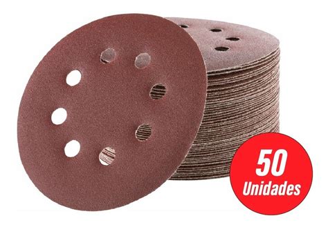 Adhesivo Hook And Loop Fuerte 60 Discos Lija 150mm Grano 120 15 Agujeros Para Lijadora Orbital