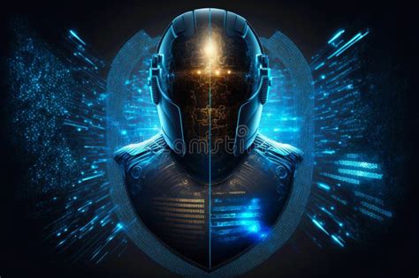 Data Cyber Protector Shield Warrior Concept Guard Robot Protection Against Fraud Avatar Crime