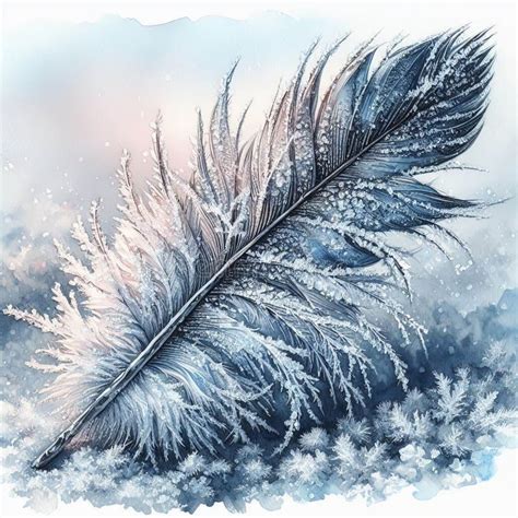 Ice Laden Feather With Snow Accents Stock Illustration Illustration Of Nature Covered 349200974