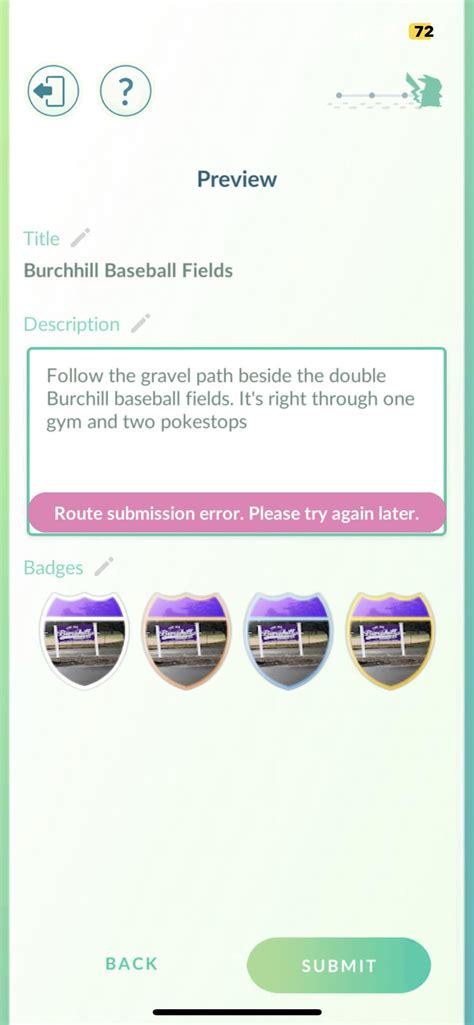route submission error r pokemongo
