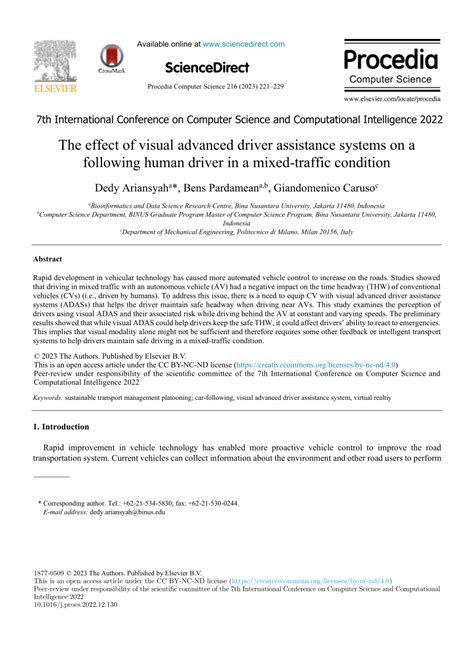 Pdf The Effect Of Visual Advanced Driver Assistance Systems On A Following Human Driver In A