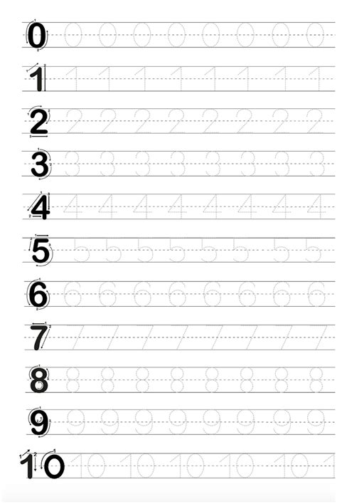 Printable Number Tracing