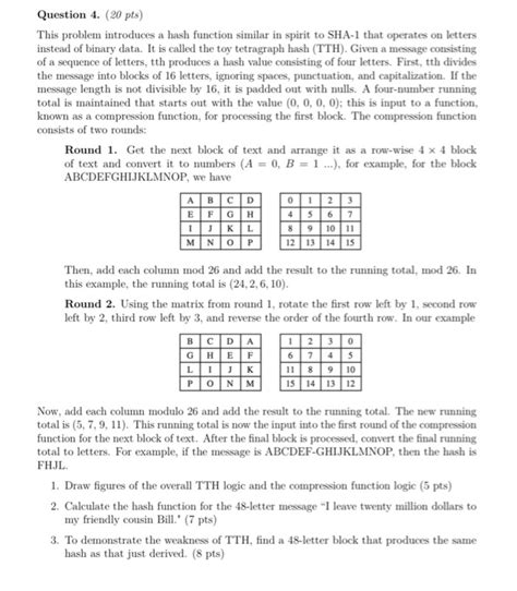 solved question 4 20 pts this problem introduces a hash