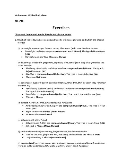 Exercise 6 Muhammad Ali Shohibul Hikam 932216119 Pdf Linguistic Typology Lexicology