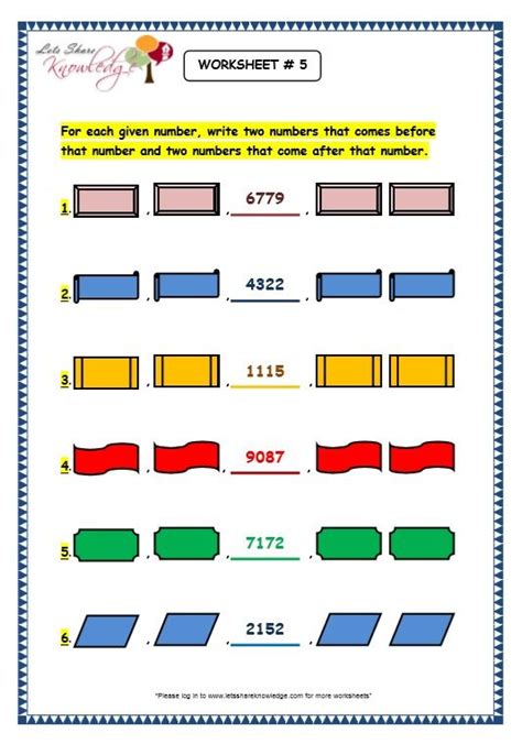 Grade 3 Maths Worksheets 4 Digit Numbers 19 Before Predecessor