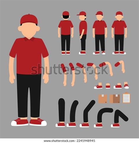 Delivery Man Character Objects Animation Scene Stock Vector Royalty
