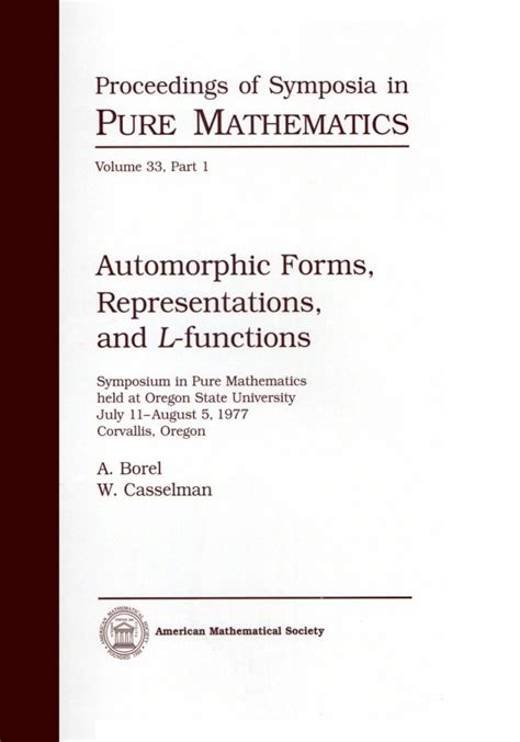 PDF Automorphic Forms Representations And L Functionsfunctions Of Algebraic Number Theory