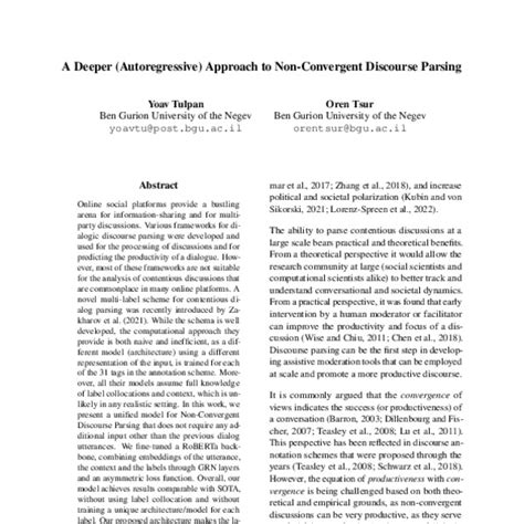A Deeper Autoregressive Approach To Non Convergent Discourse Parsing Acl Anthology