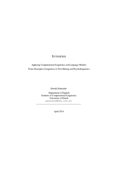 Pdf Applying Computational Linguistics And Language Models From