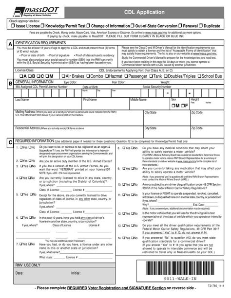 Massdot Cdl Application Form ≡ Fill Out Printable Pdf Forms Online