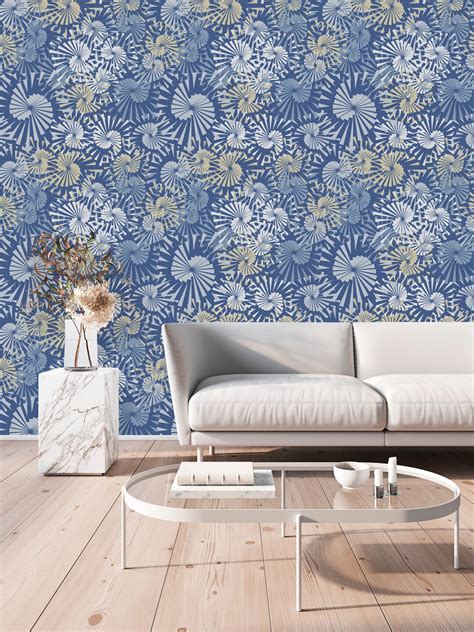 Blue Geometrical Pattern Wallpaper Wall Mural Self Adhesive Wallpaper