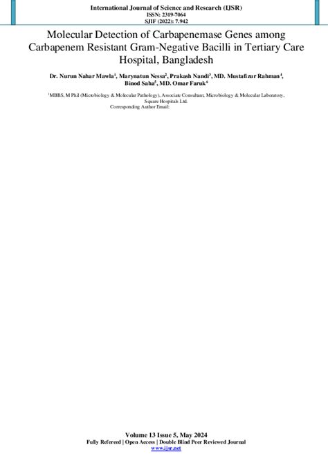Pdf Molecular Detection Of Carbapenemase Genes Among Carbapenem Resistant Gram Negative
