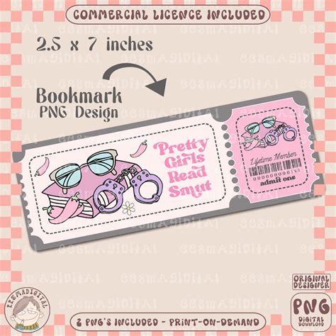 Pretty Girls Read Smut Bookmark Design Smutty Book PNG File Cute Artsy Creative Bookish