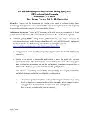 CSE464 HW1 Pdf CSE 464 Software Quality Assurance And Testing Spring 2020 CIDSE Arizona State