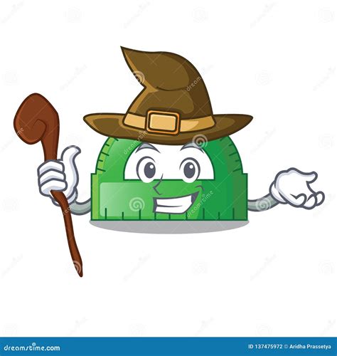 Witch Protractor On A The Mascot Table Vector Illustration CartoonDealer Com