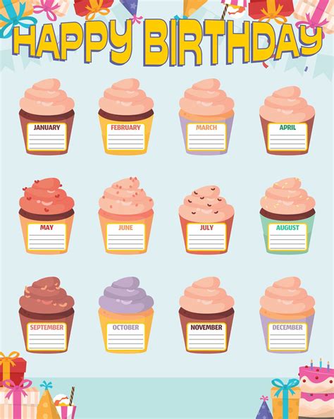 Birthday Cupcake For Classroom Calendar Free PDF Printables Printablee Birthday Chart
