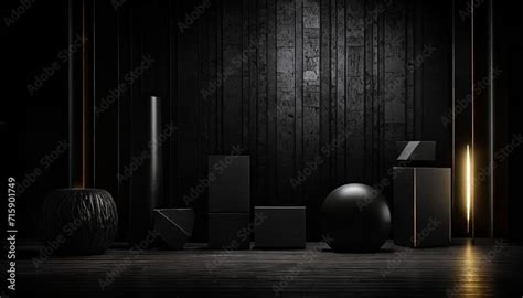Black Background With A Collection Of Black Objects With Different Touchable Textures A Variety