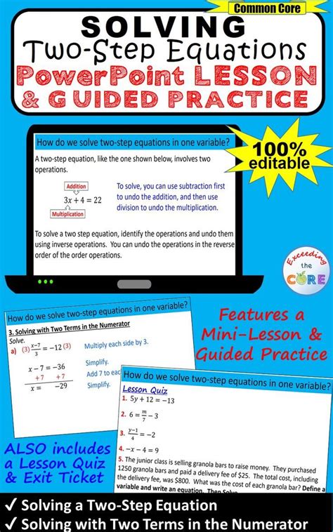 Solving Two Step Equations Powerpoint Lesson And Practice Distance