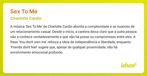 Significado Da Música Sex To Me Charlotte Cardin Letrasmusbr