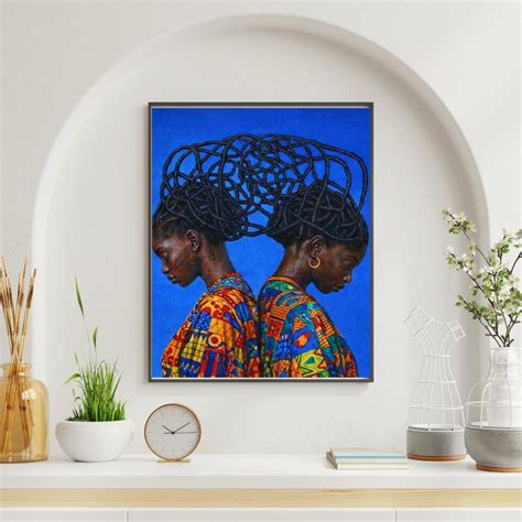 Afrocentric Black Women Wall Art Twin African Female Portrait