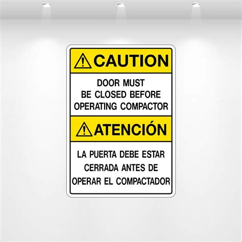 Caution Door Must Be Closed Decal Compactor Safety Sign Safety Decals
