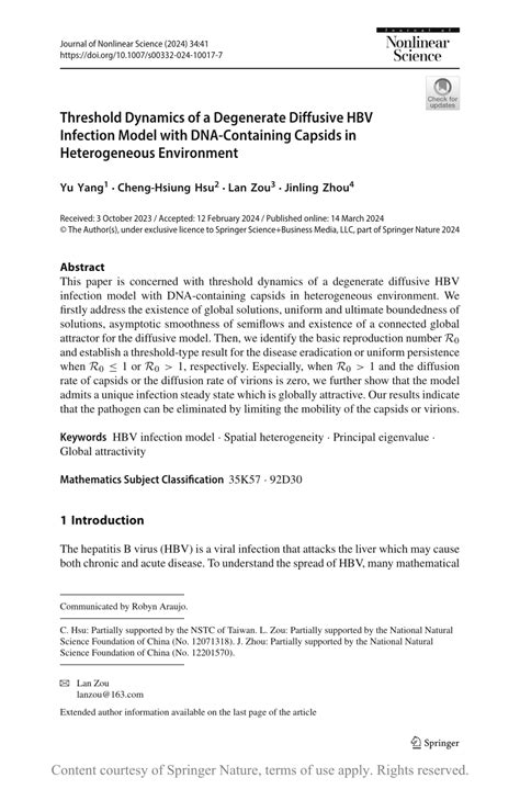 Threshold Dynamics Of A Degenerate Diffusive Hbv Infection Model With