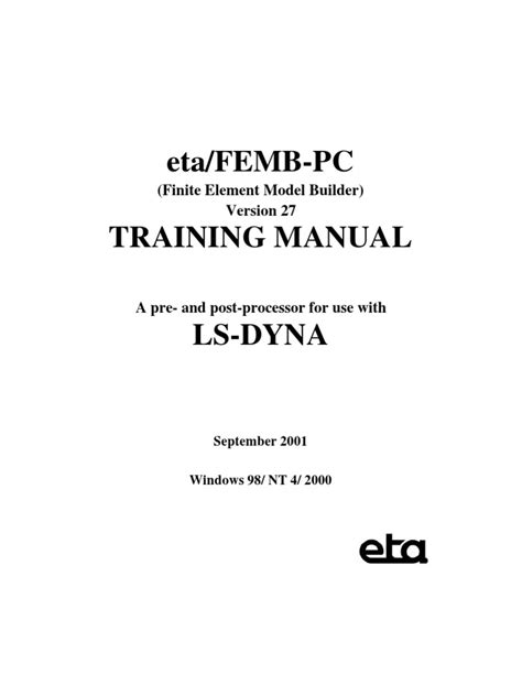 Etafemb Pc Training Manual Finite Element Model Builder Pdf