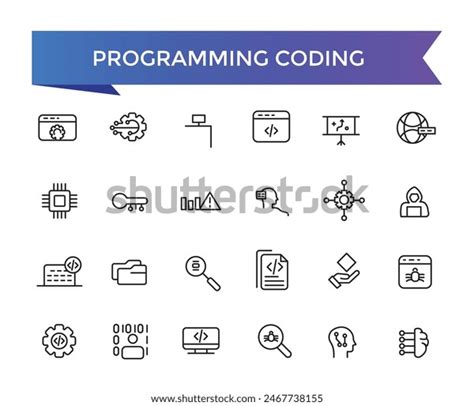 Programming Coding Icon Collection Software Development Stock Vector
