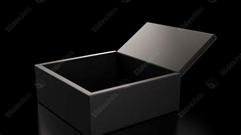 Black 3d Rendering Of Open Rectangular Box With Inner Boxes Powerpoint