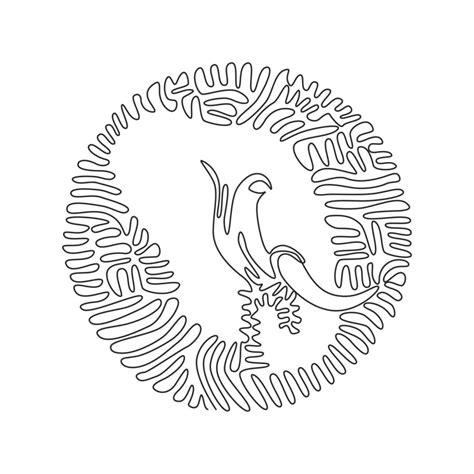 Single Curly One Line Drawing Of Cute Elephant Abstract Art Continuous Line Draw Graphic Design