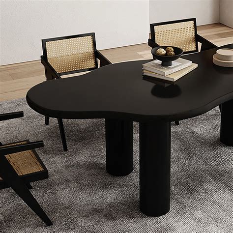 Black 6 Seater Dining Table Modern 4 Leg Design Homary