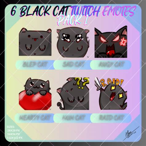 Black Cat Twitch Emotes Pack 1 By Ambrosiasmoon On Deviantart